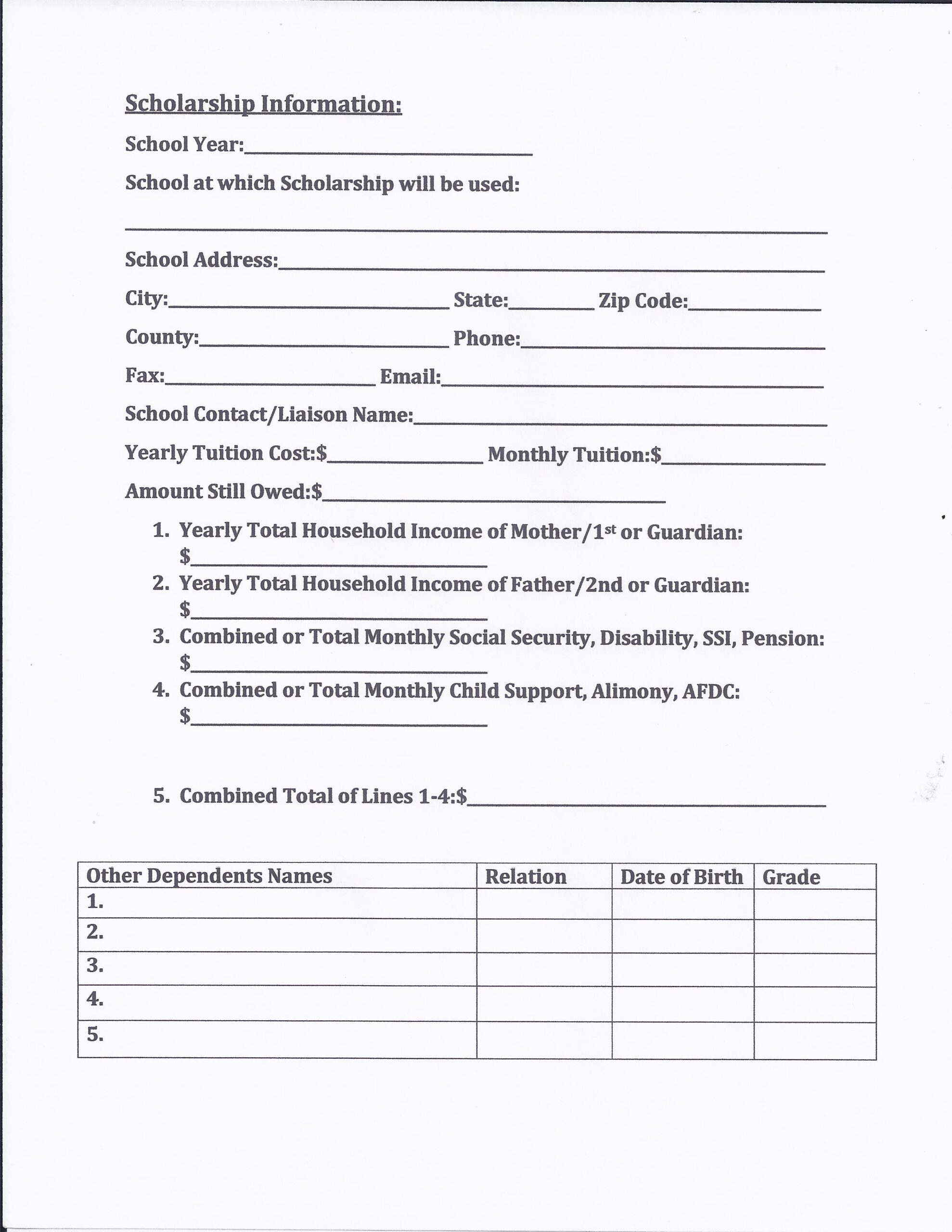 Scholarship Application